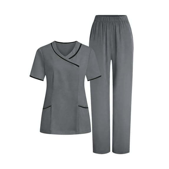 2026 Women's Nurse Uniform Suits Stretch V-Neck Tops and Cargo Pants ...