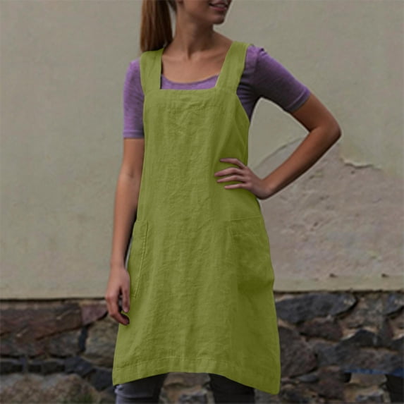 2026 Women's Pinafore Square Apron Baking Cooking Gardening Works Cross ...