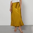 2026 Women's Satin Maxi Skirt Elastic High Waisted Elegant Flowy A-Line ...