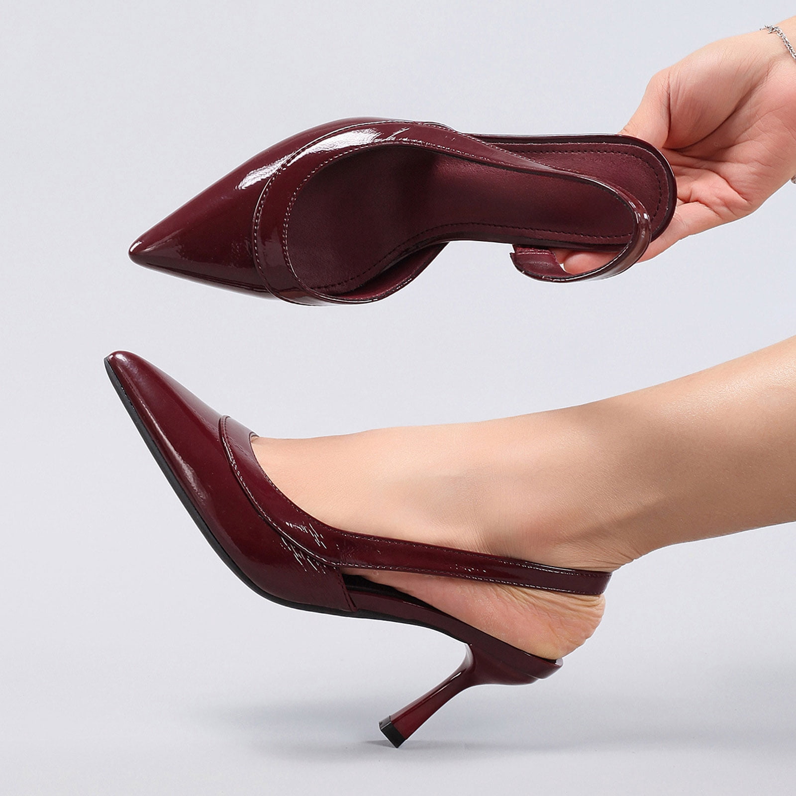 2026 Women's Splicing High Heels Elegant And Sexy Pointed With Party ...