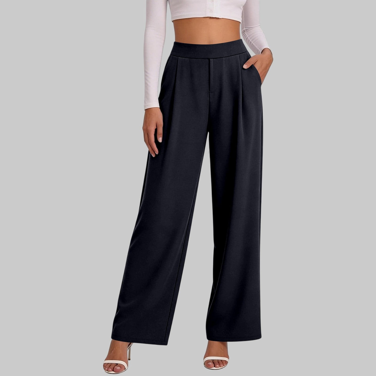2026 Women's Suit Pants, Stretchy Pull on Work Pants High Waisted ...