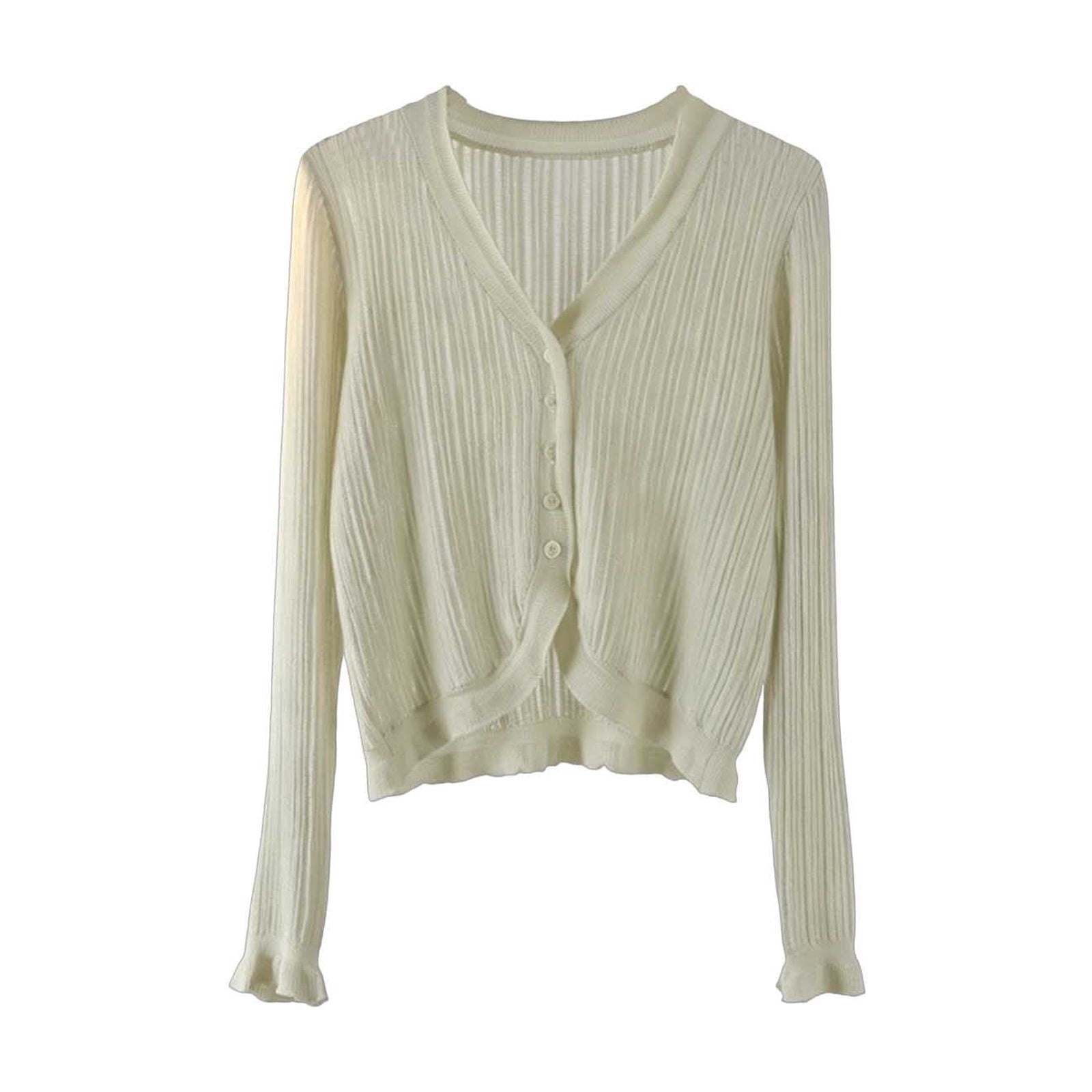 2026 Women's Summer Cardigans Lightwight Fashion V-Neck Long Sleeve ...