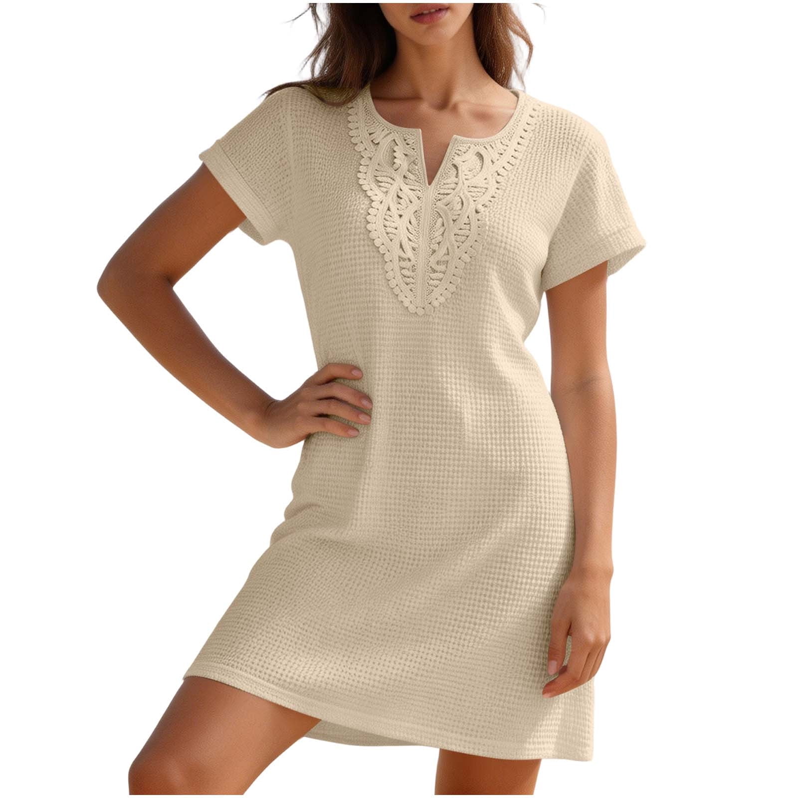2026 Women's Summer V V-Neckline Dresses Plus Size Notched Neck Short ...