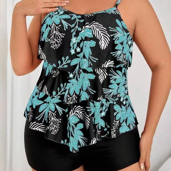 2026 Women's Two-Piece Tankini Swimsuit Loose Strap Floral Print New ...
