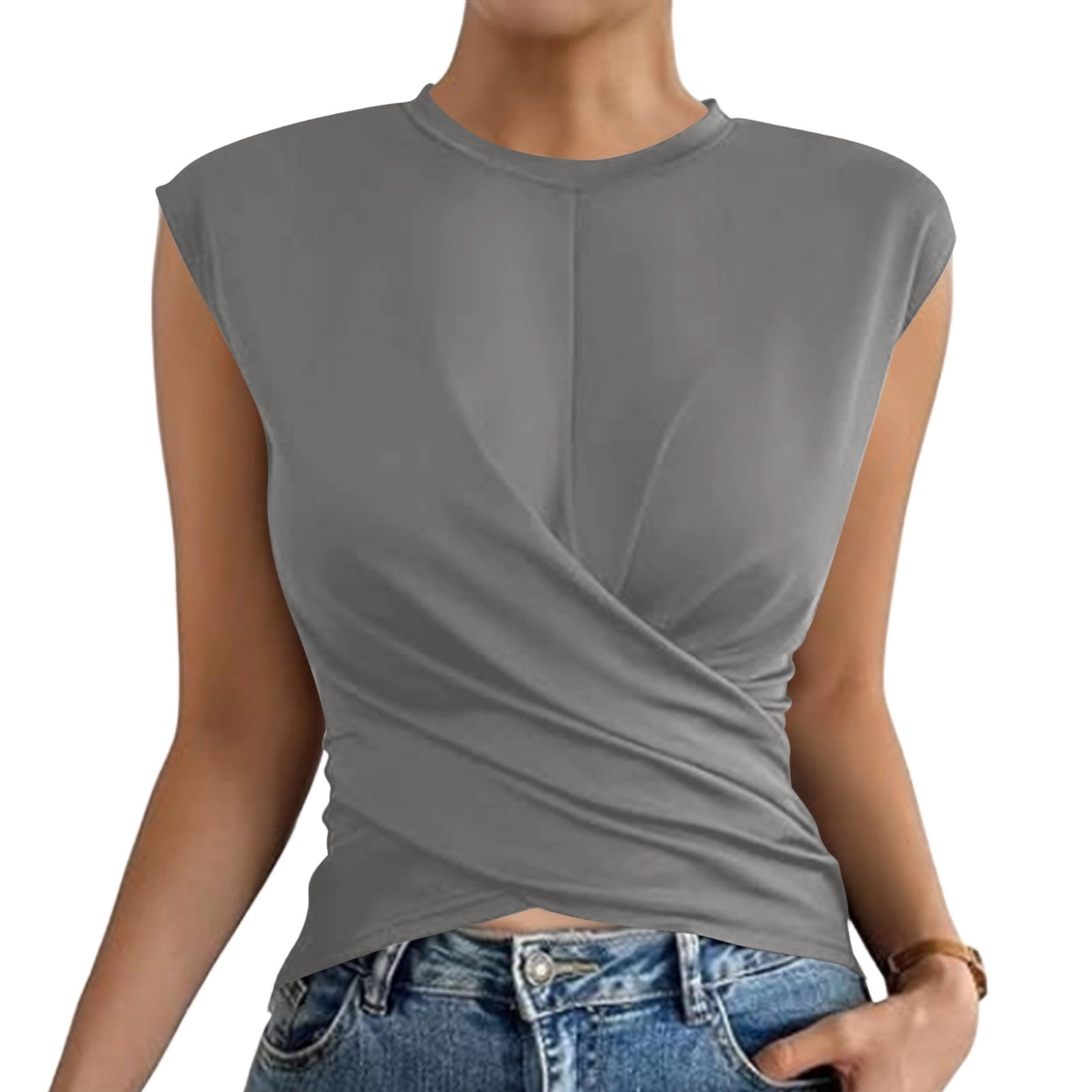 2026 Womens Cap Short Sleeve Tunic Blouse Plain Slim Fitted Trendy ...