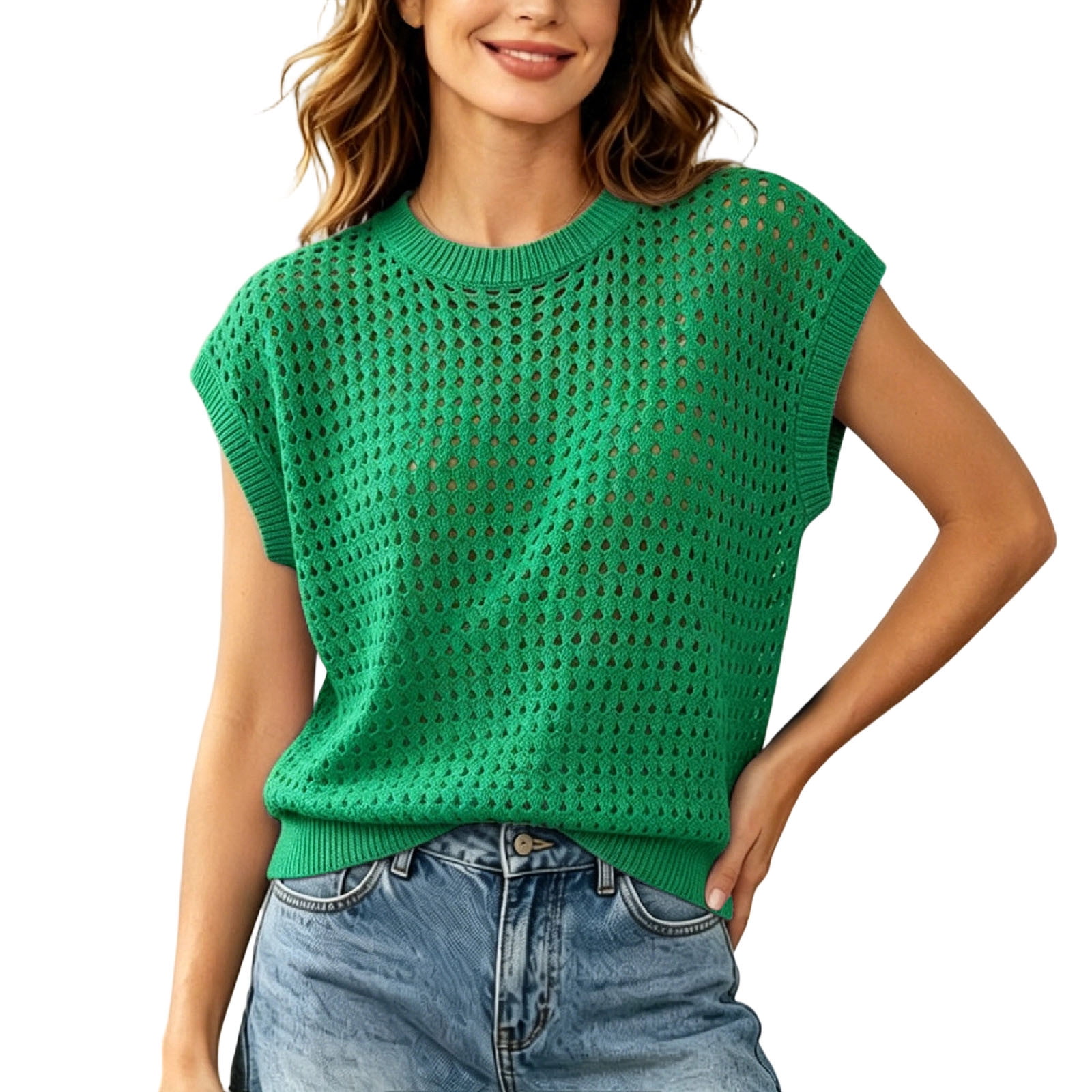2026 Womens Knitted Cap Short Sleeve Babydoll Shirts Loose Fit Ribbed ...