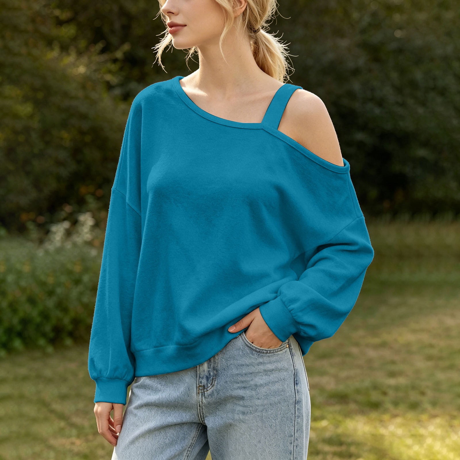 2026 Womens Oversized Sweatshirt Long Sleeve Off The Shoulder Pullover ...