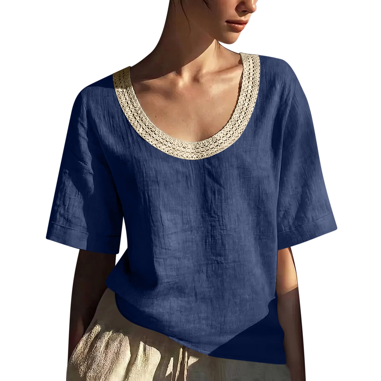 2026 Womens Plain Elbow Sleeve Shirts Lightweight Outdoor Vacation ...