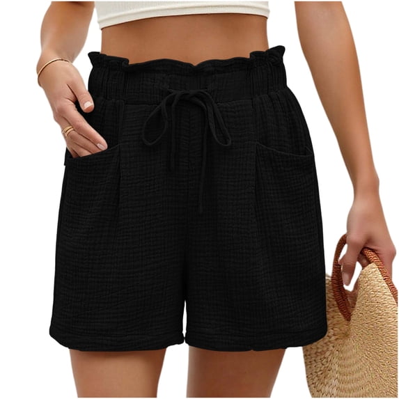 2026 Womens Summer Shorts with Pockets 100% Cotton Fashion Loose Double ...