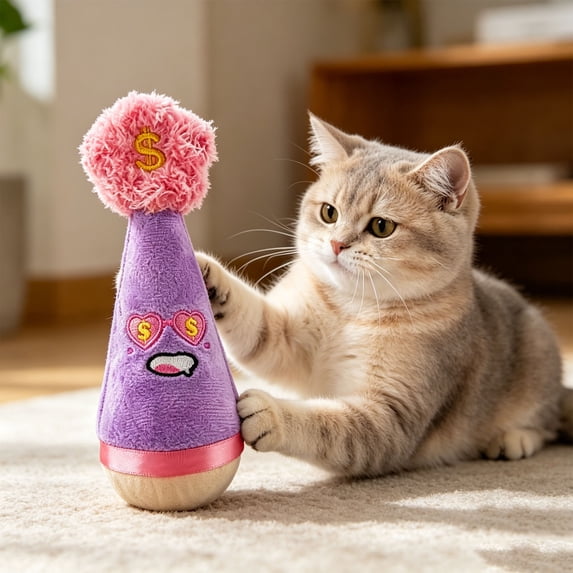 2026 Wooden Tumbler Interactive Cat Wobble Toy – Satisfies Scratching ...