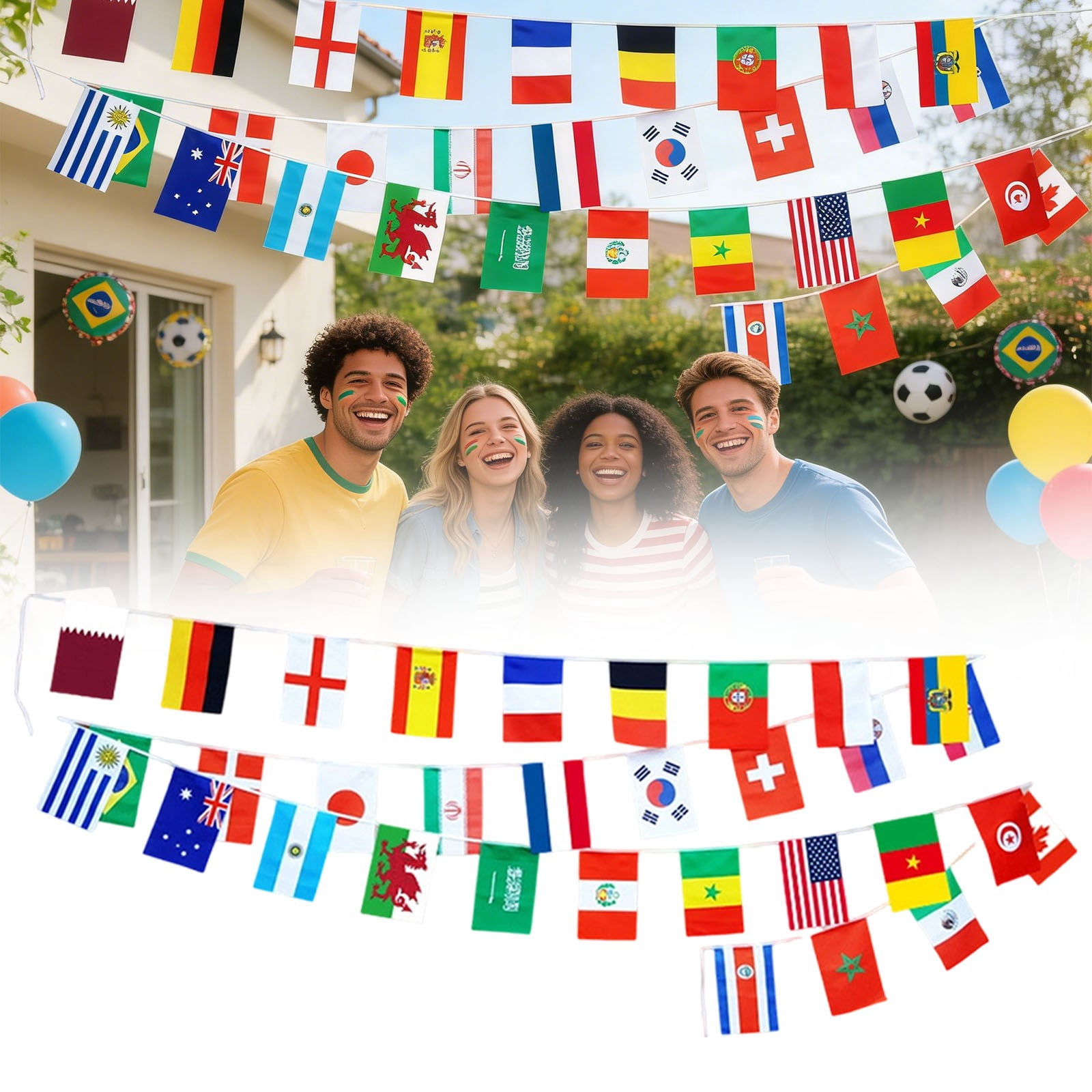2026 World Country Flag Bunting Banner, Double Sided Polyester Fabric ...