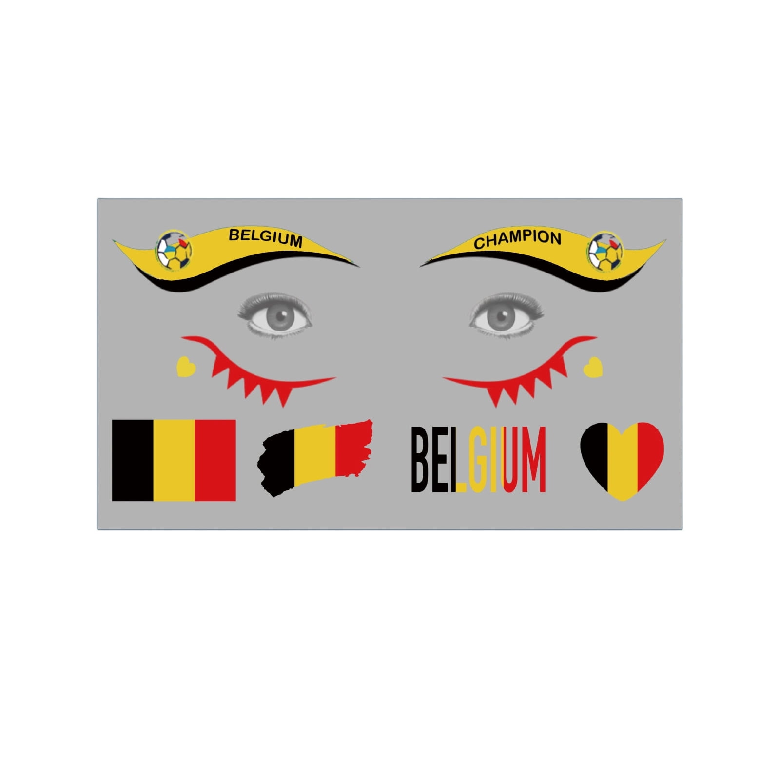 2026 World Cup Belgium National Flag Face Stickers, Skin-friendly Water ...