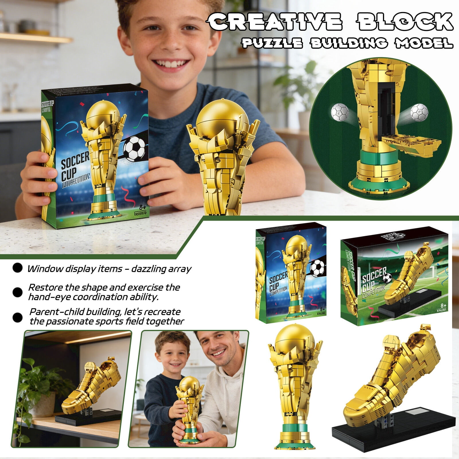 2026 World Cup Champion Trophy and Golden Boot Building Blocks Model ...