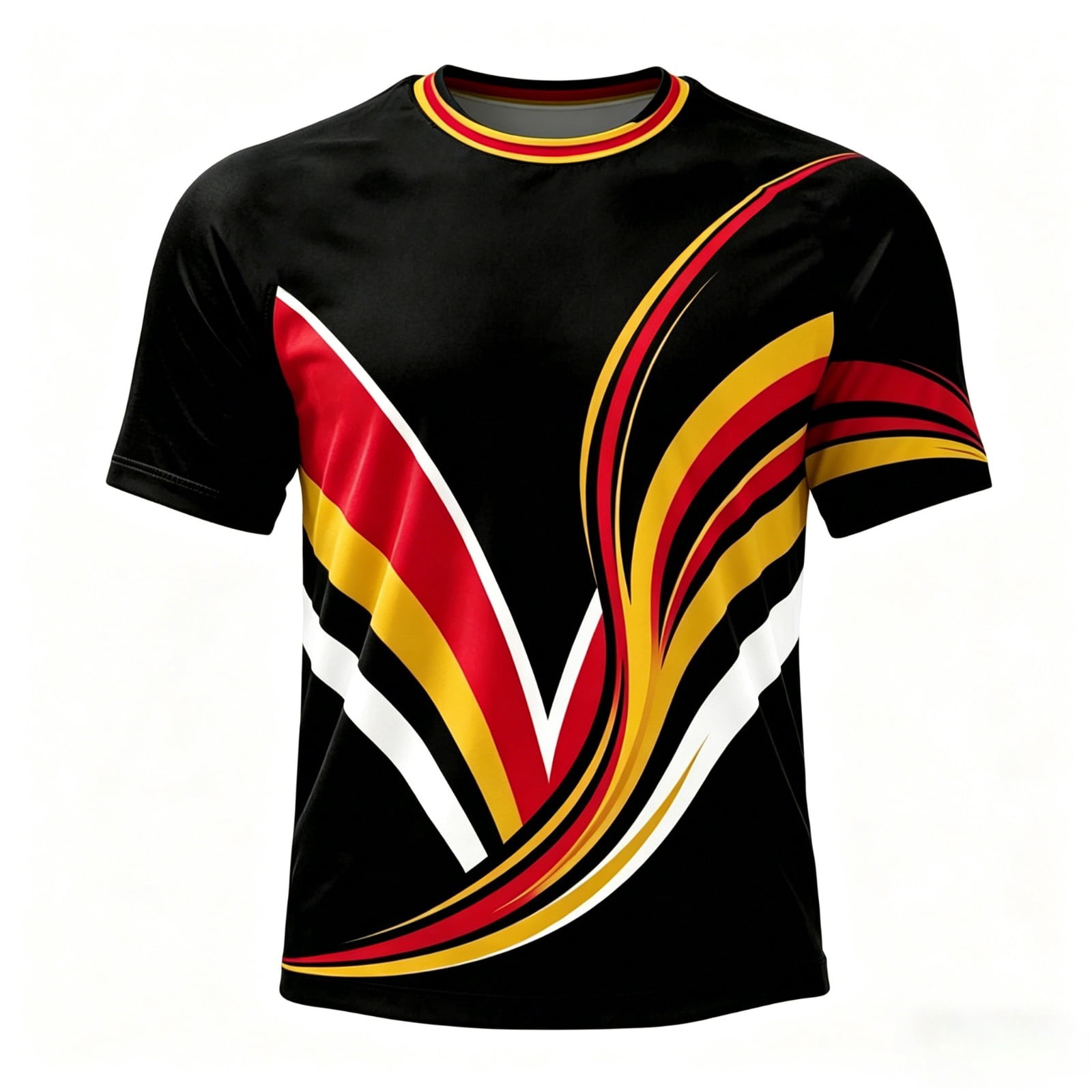 2026 World Cup Fan T-Shirt, Black with Red-Yellow Swirl Wave - Walmart.com