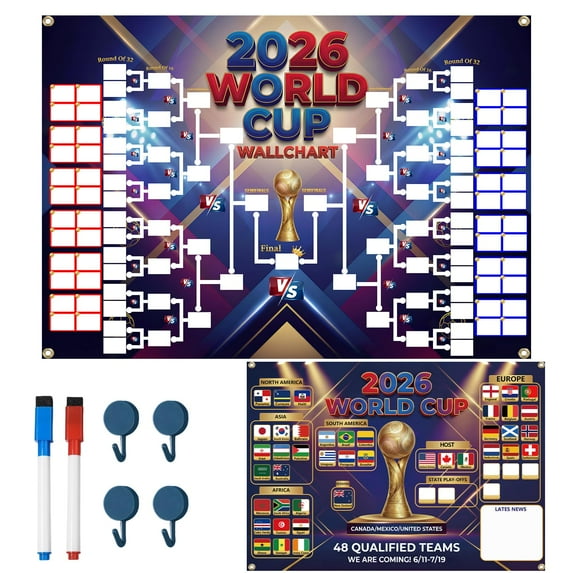 2026 World Cup Poster Set – Soccer Schedule & 48-Team Bracket, 2 Pack ...