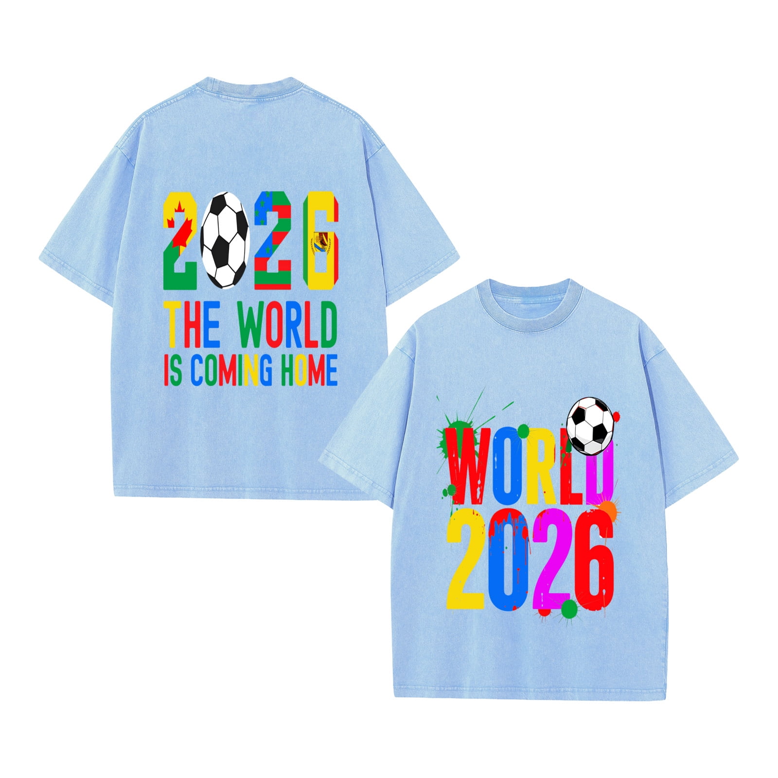 2026 World Football Cup Graphic T-Shirt for Men Women, Crew Neck Washed ...