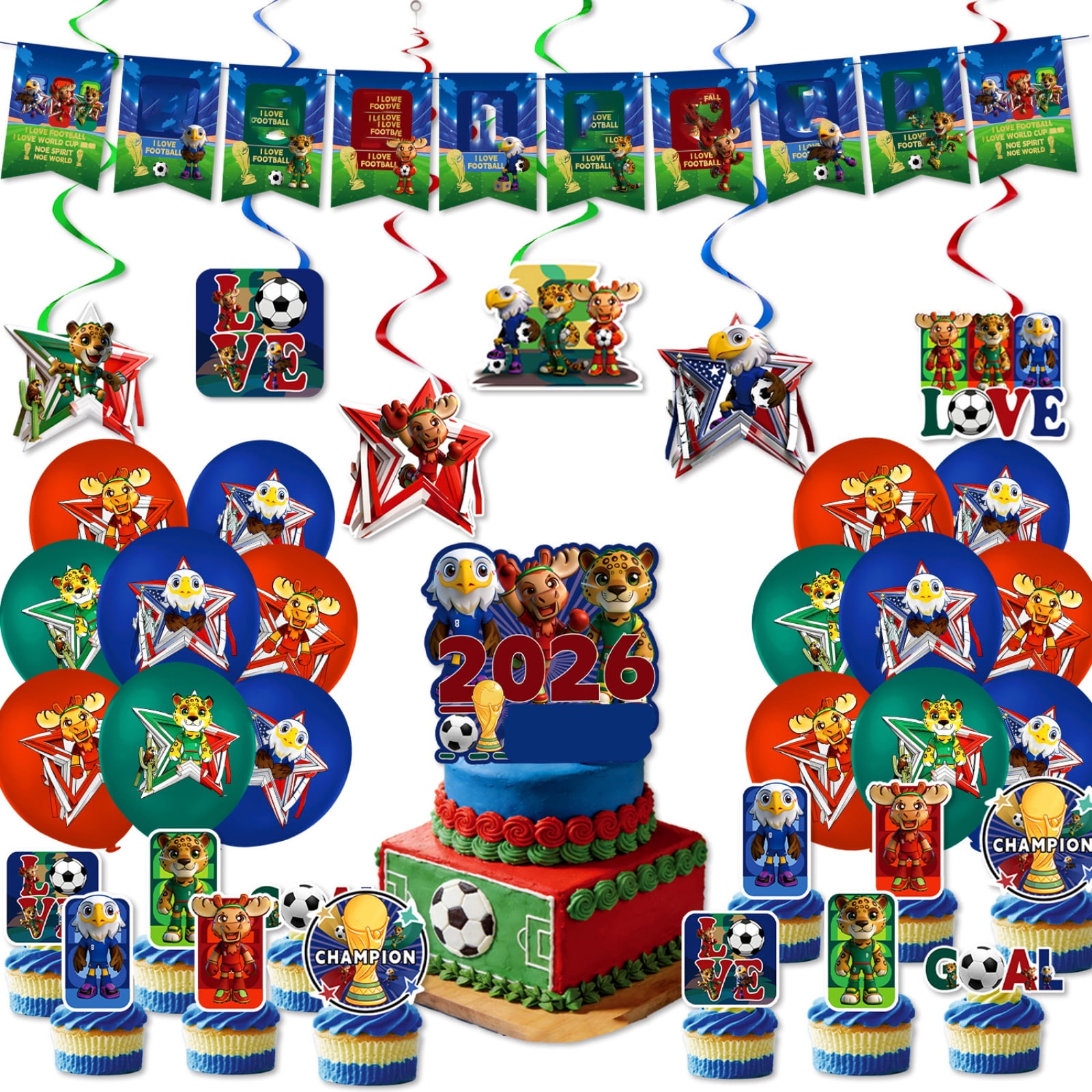 2026 World Soccer Event Disposable Tableware Set, Cartoon Mascot Paper ...