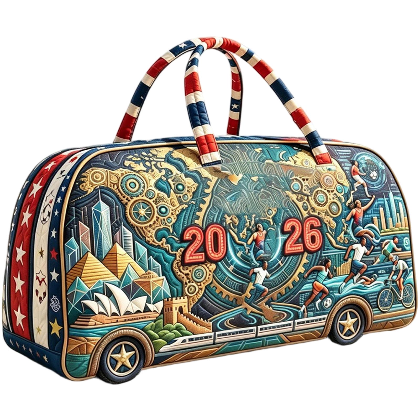 2026 World Soccer Quilted Travel Duffel Bag – Lightweight Printed Yoga ...