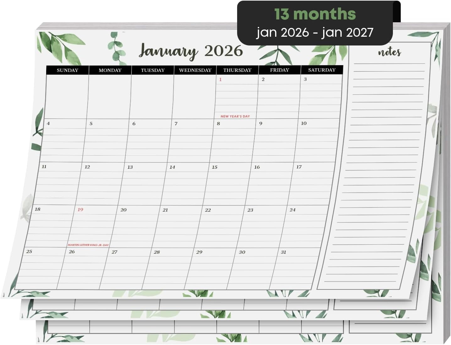 2026 Year Desk Calendar 11" x 8.5" Desktop or Wall Planner, Tear-Off ...