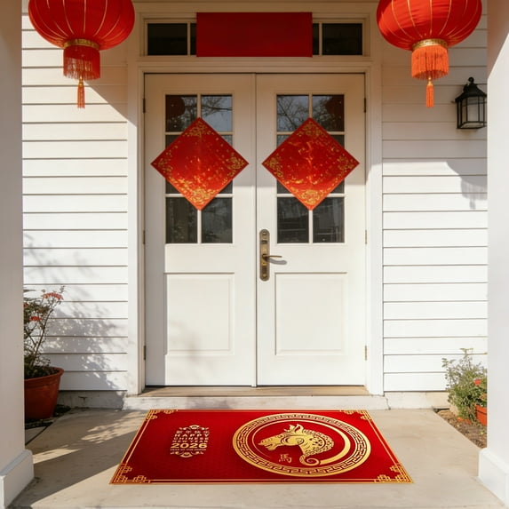 2026 Year Door Mat Horse Year Velvet Entrance Rug Non Welcome Mat For ...