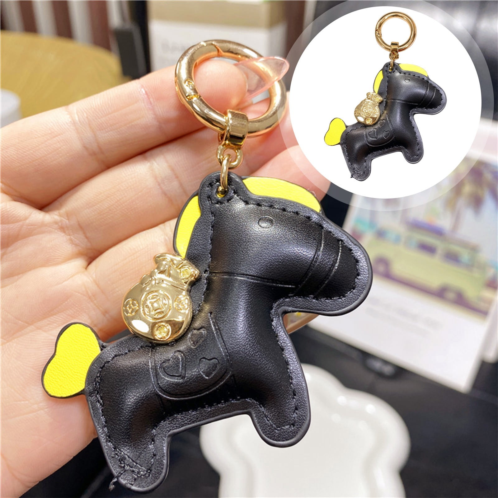2026 Year of the Horse Black Keychain, Adorable Leather Horse Keychain ...