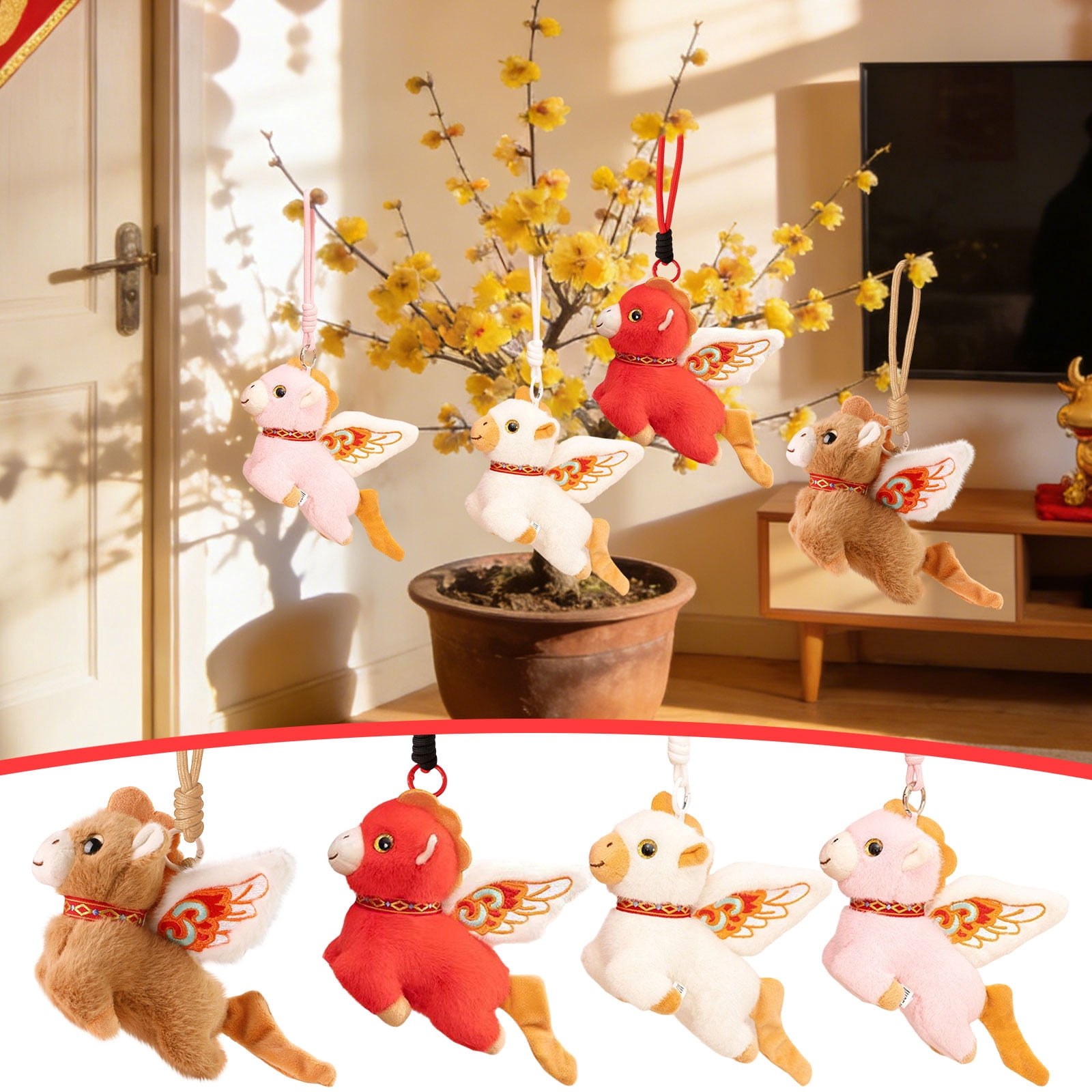 2026 Year of the Horse Flying Pony Plush Pendant - Cute Festive Stuffed ...