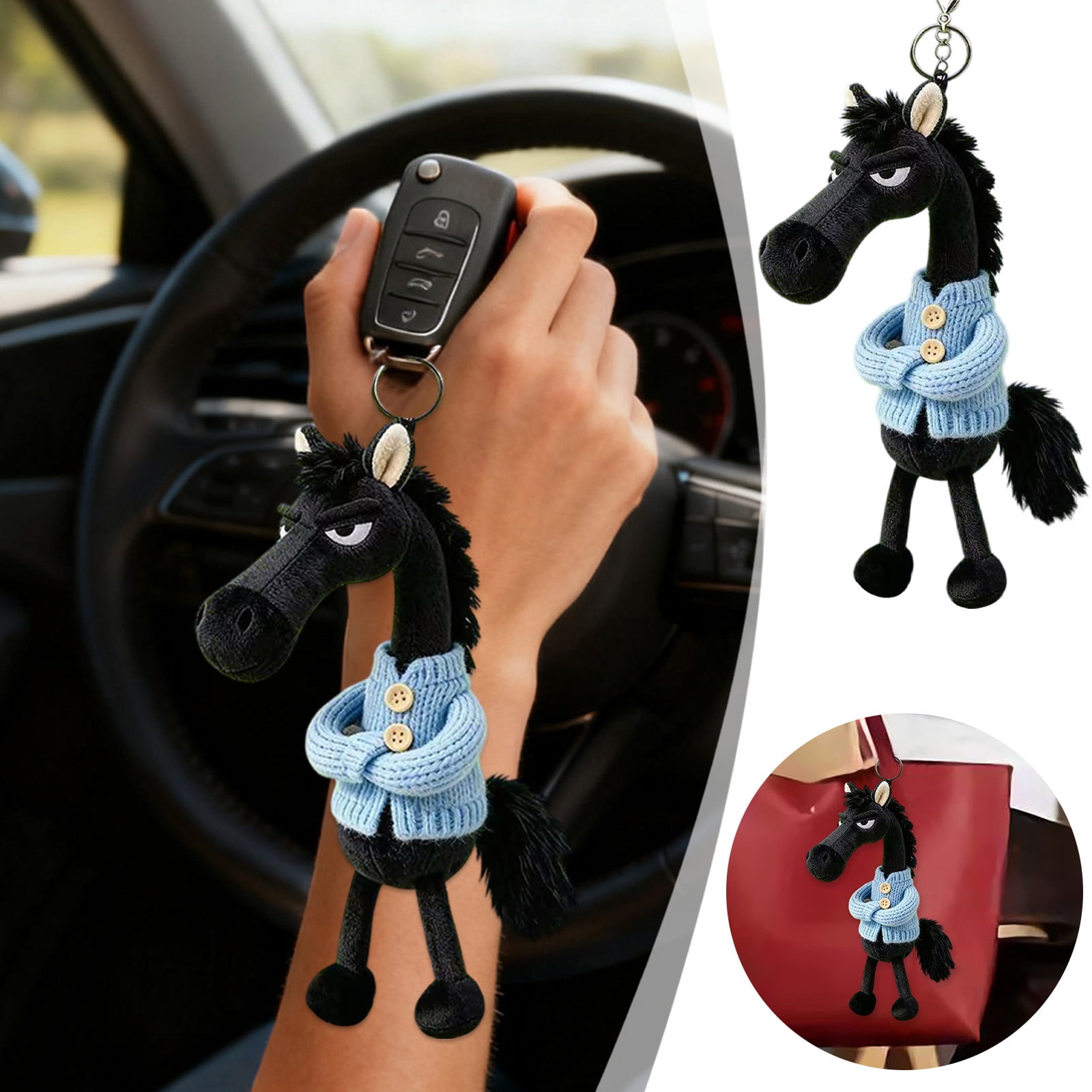2026 Year of Horse Mascot Keychain Handmade Cool Horse Bag Charm with ...