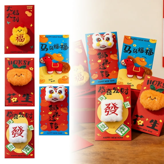 2026 Year of 3D plush toy New Year red envelope Cute Lunar New Year ...