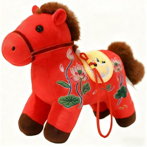 2026 Year of The Horse Plush Figurine Horse Mascot Ornament Zodiac ...