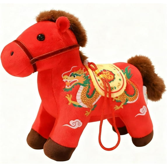 2026 Year of The Horse Plush Figurine Horse Mascot Ornament Zodiac ...
