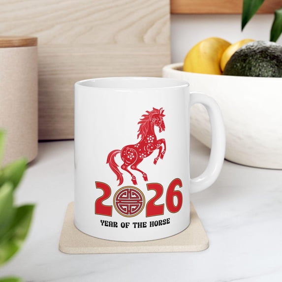 2026 Year of the Horse Chinese New Year Ceramic Mugs 11 oz 15 oz Lunar ...