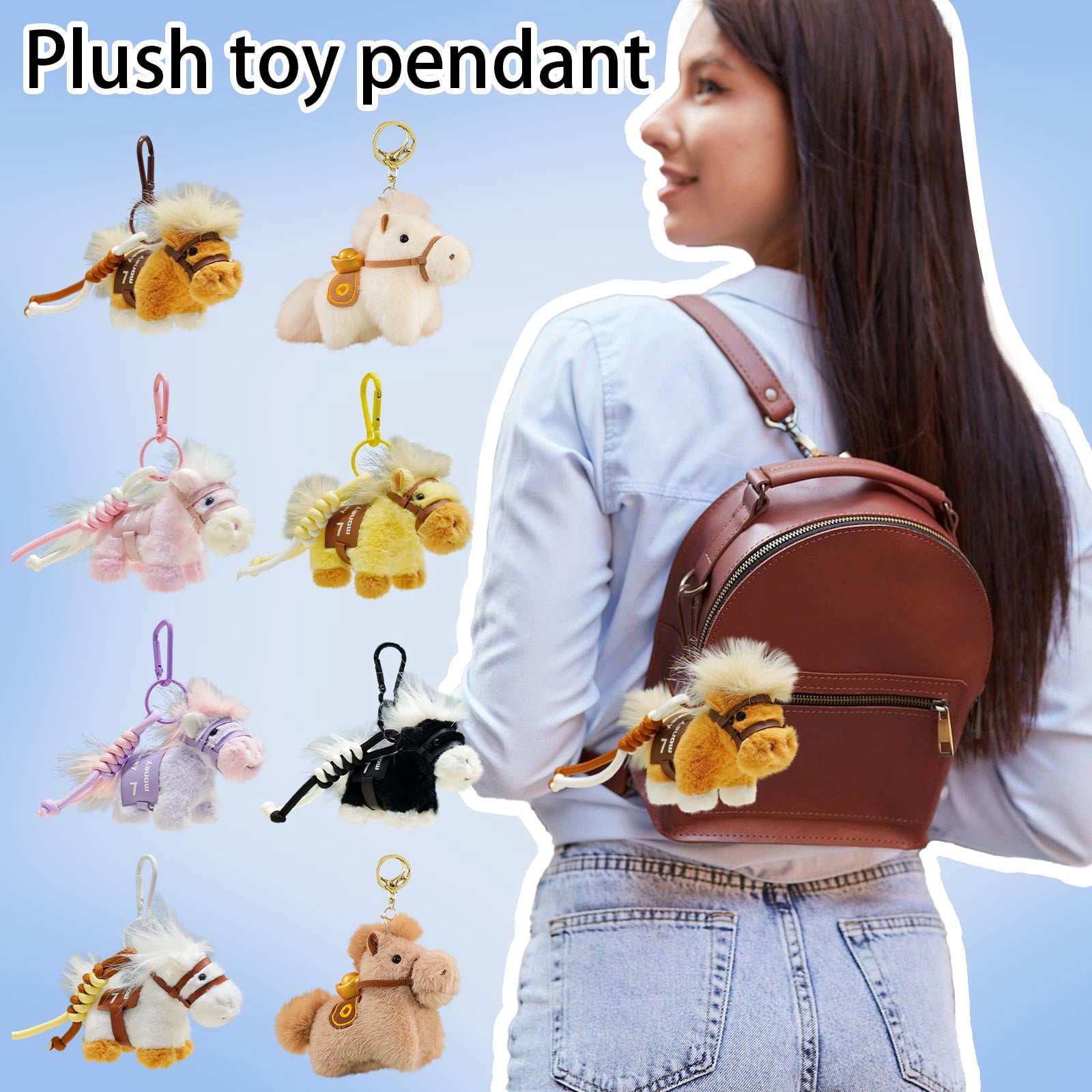 2026 Year of the Horse Mascot Doll Plush Horse Keychain Charm for ...