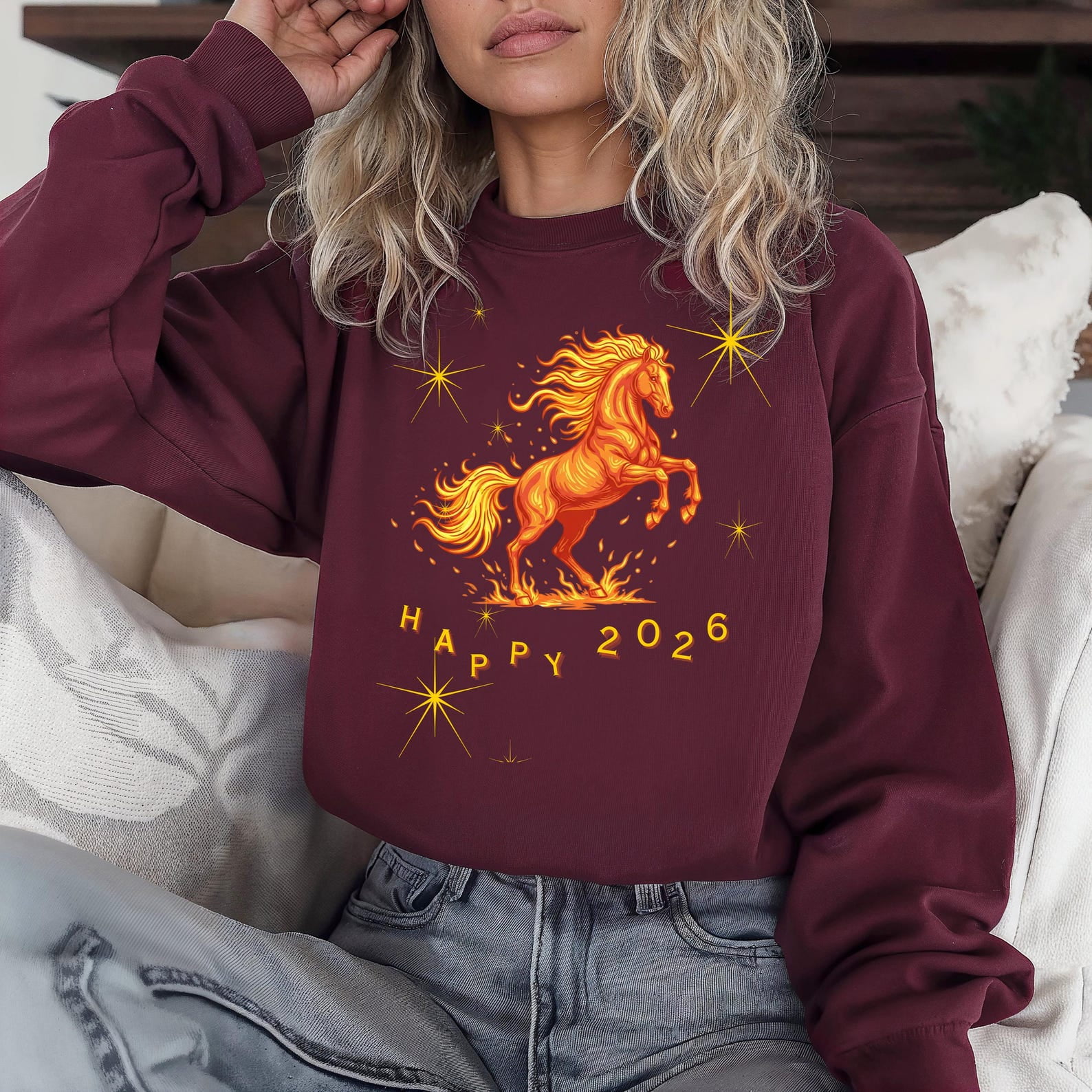 2026 Year of the Horse Sweatshirt, Chinese New Year Zodiac Crewneck ...
