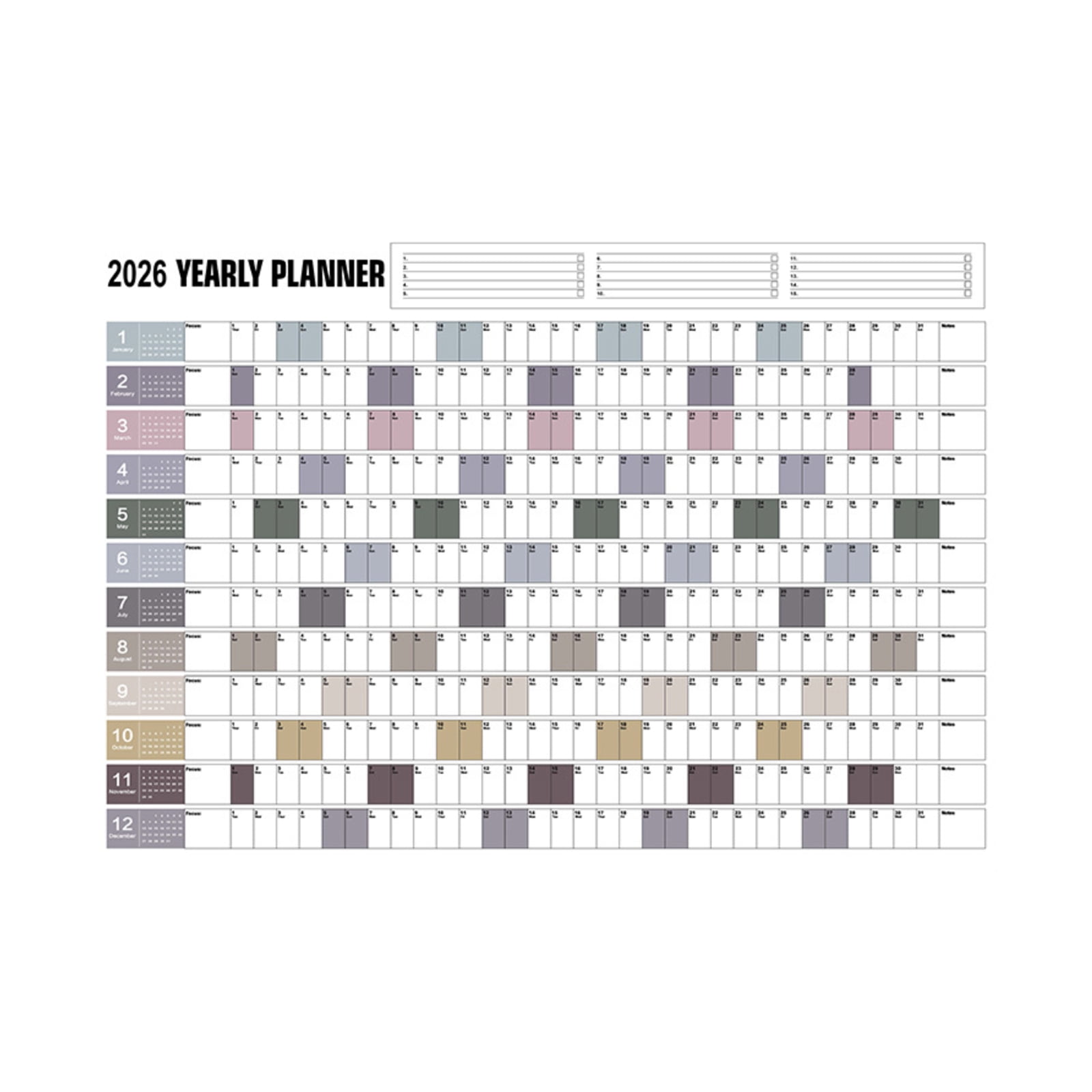 2026 Yearly Planner Schedule Calendar Full Year Calendar One Page, 7.32 ...