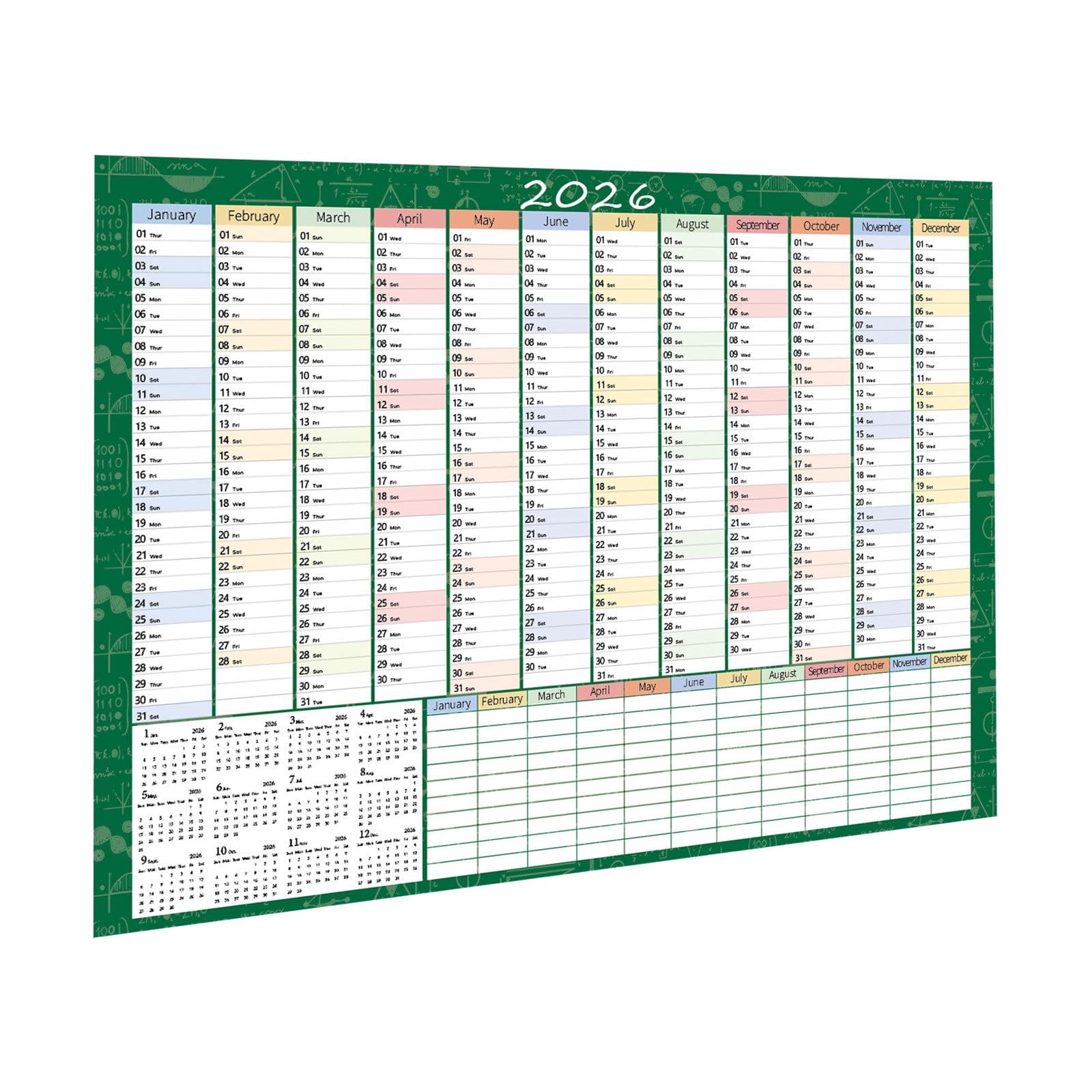 2026 Yearly Wall Calendar - Large Dry Erase Whiteboard Calendar with ...