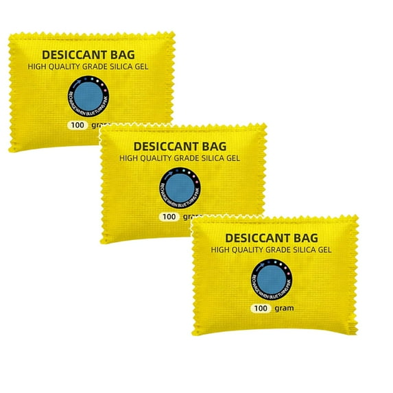 2026 Yellow 3-Pack Reusable Car Dehumidifier Bags,Silica Gel Moisture ...