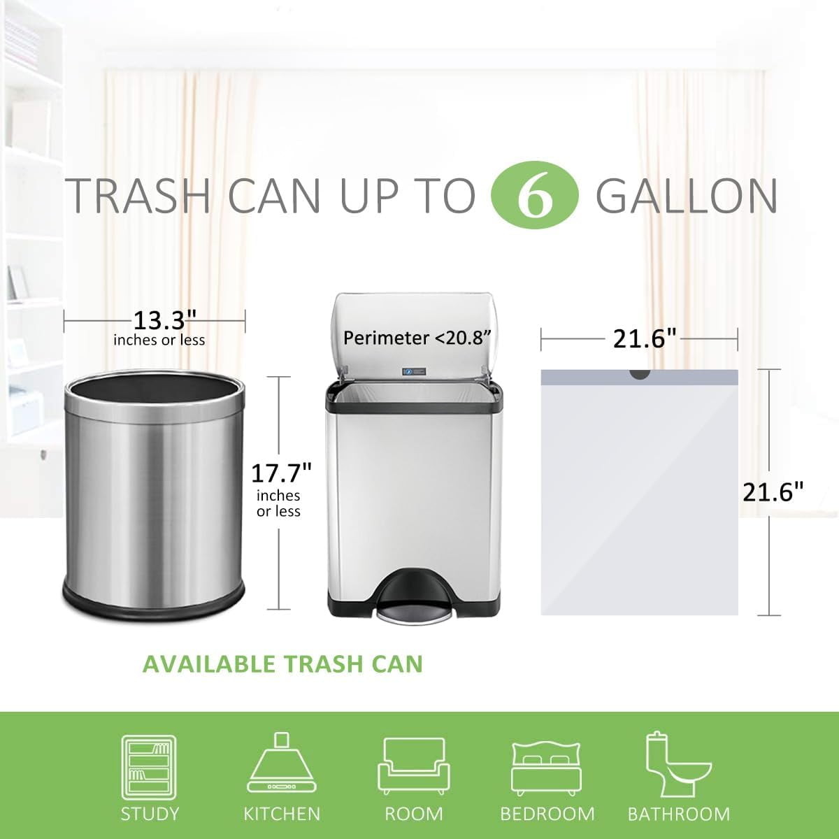 2026 new 6 Gallon 200 Count White Drawstring Trash Bags, Heavy Duty ...