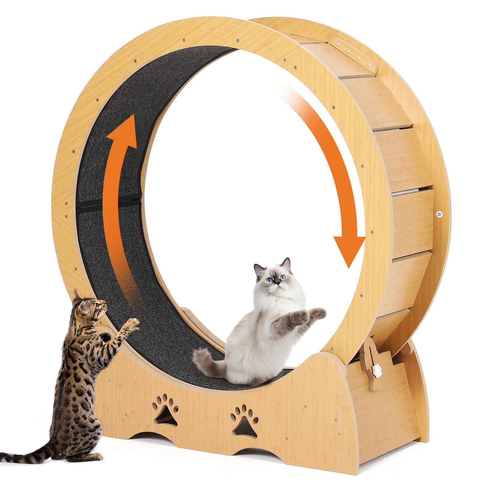 2026 new Cat Exercise Wheel, Wooden Cat Running Treadmill with Carpeted ...