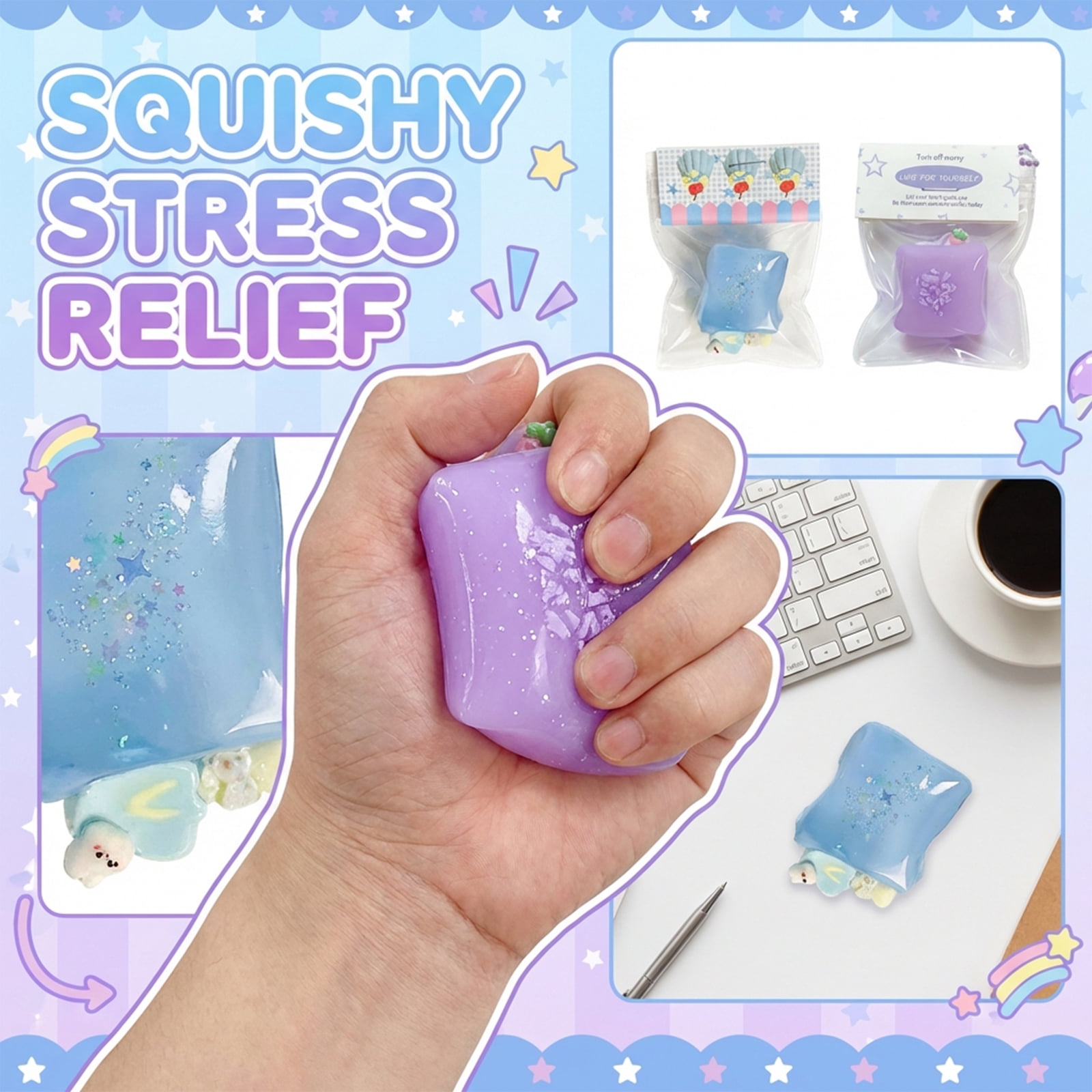 2026 new Squishy Slow Rising, Stress Ball Squishy, Taro topping detail ...