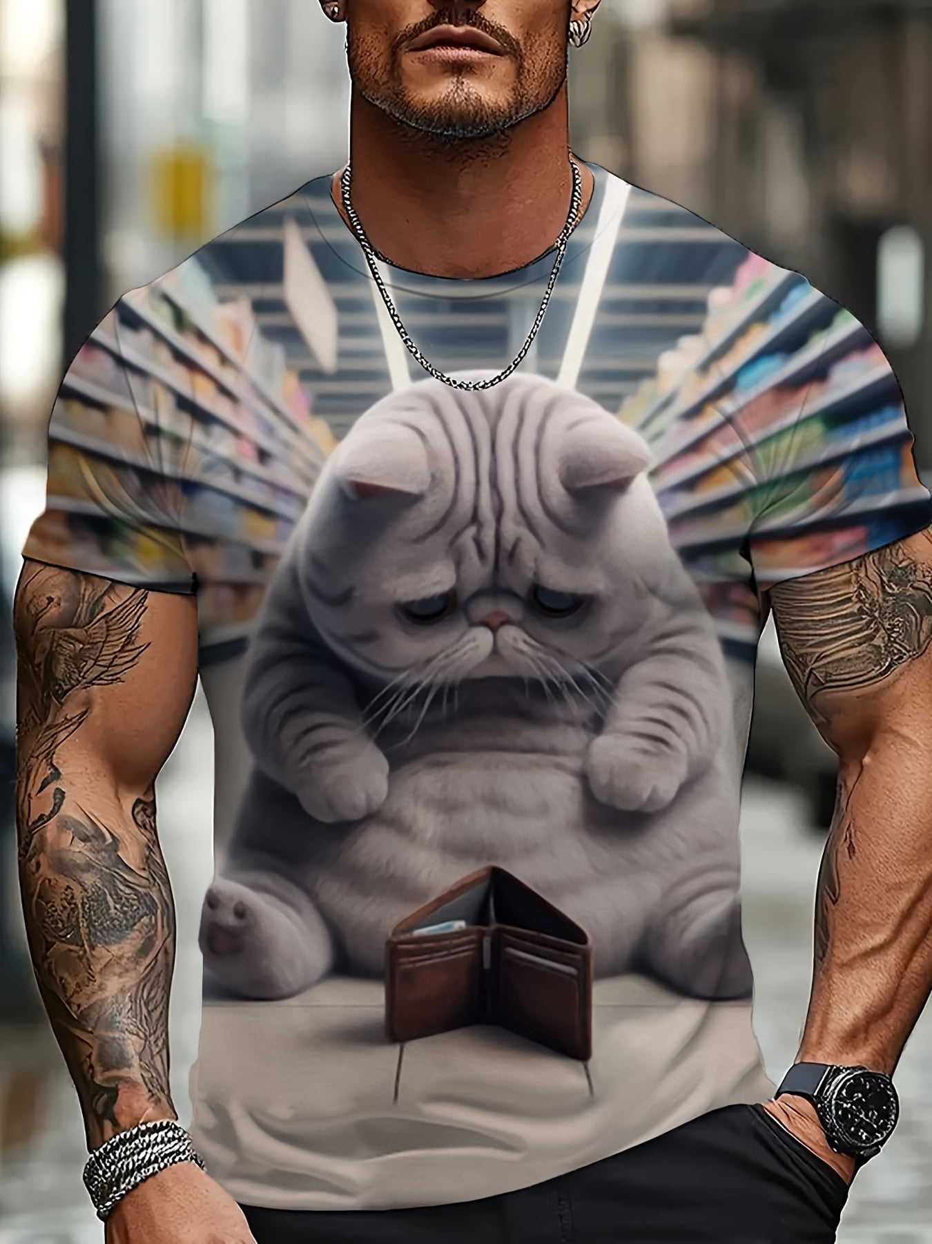 2026 new men's large-size round neck short-sleeved T-shirt, European ...