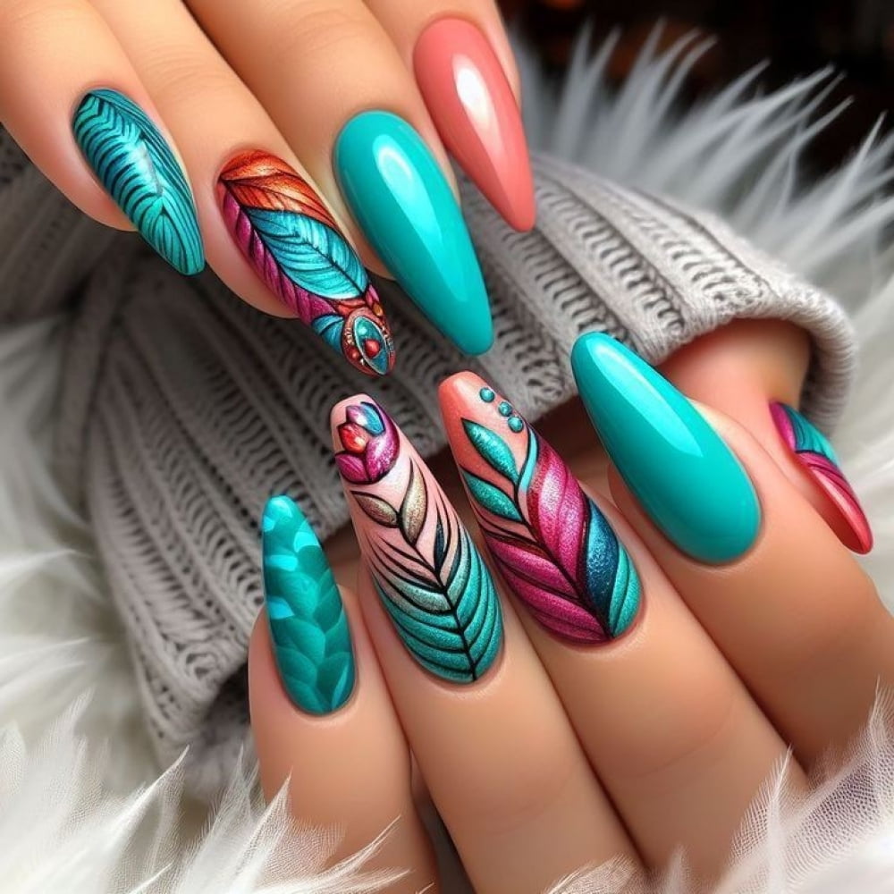 2026 new style long wearable nail art, 24 pieces of finished nail art ...