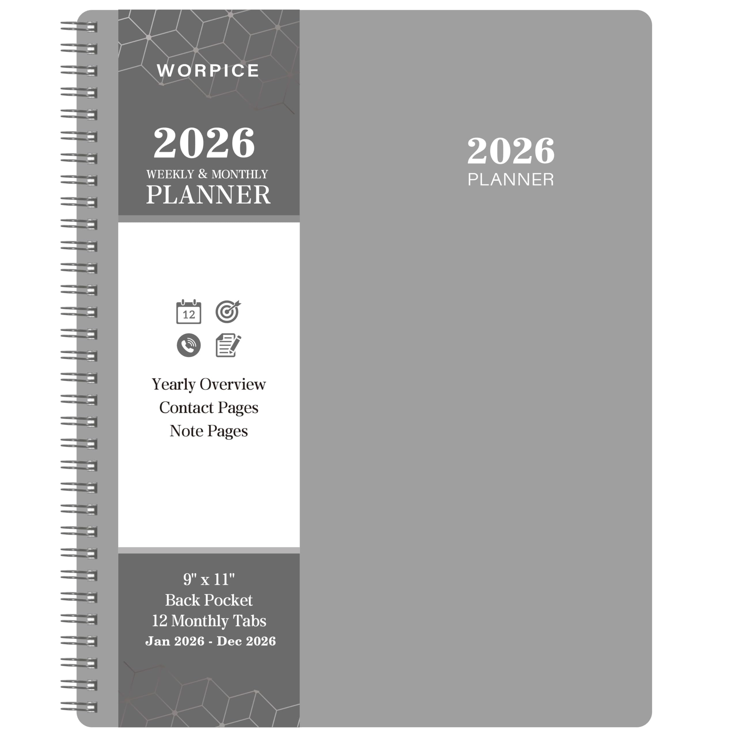 2026 planner weekly and monthly, 9x11 inch A4 size organizer from Jan ...