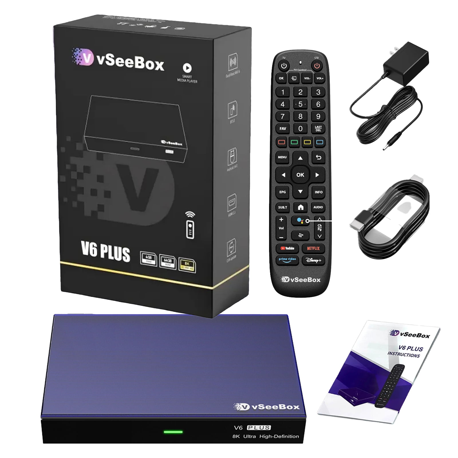 2026 vSeeBox V6 Plus 8K HD 64GB Voice Control Official Authorization ...