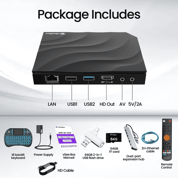 2026 vSeeBox v3 plus 4GB RAM, 64GB Storage, Voice Control, 8K HDMI ...