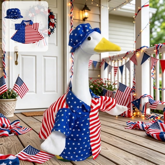 2026New Home Decor23inch Independence Day Porch Gooses Clothing Set ...