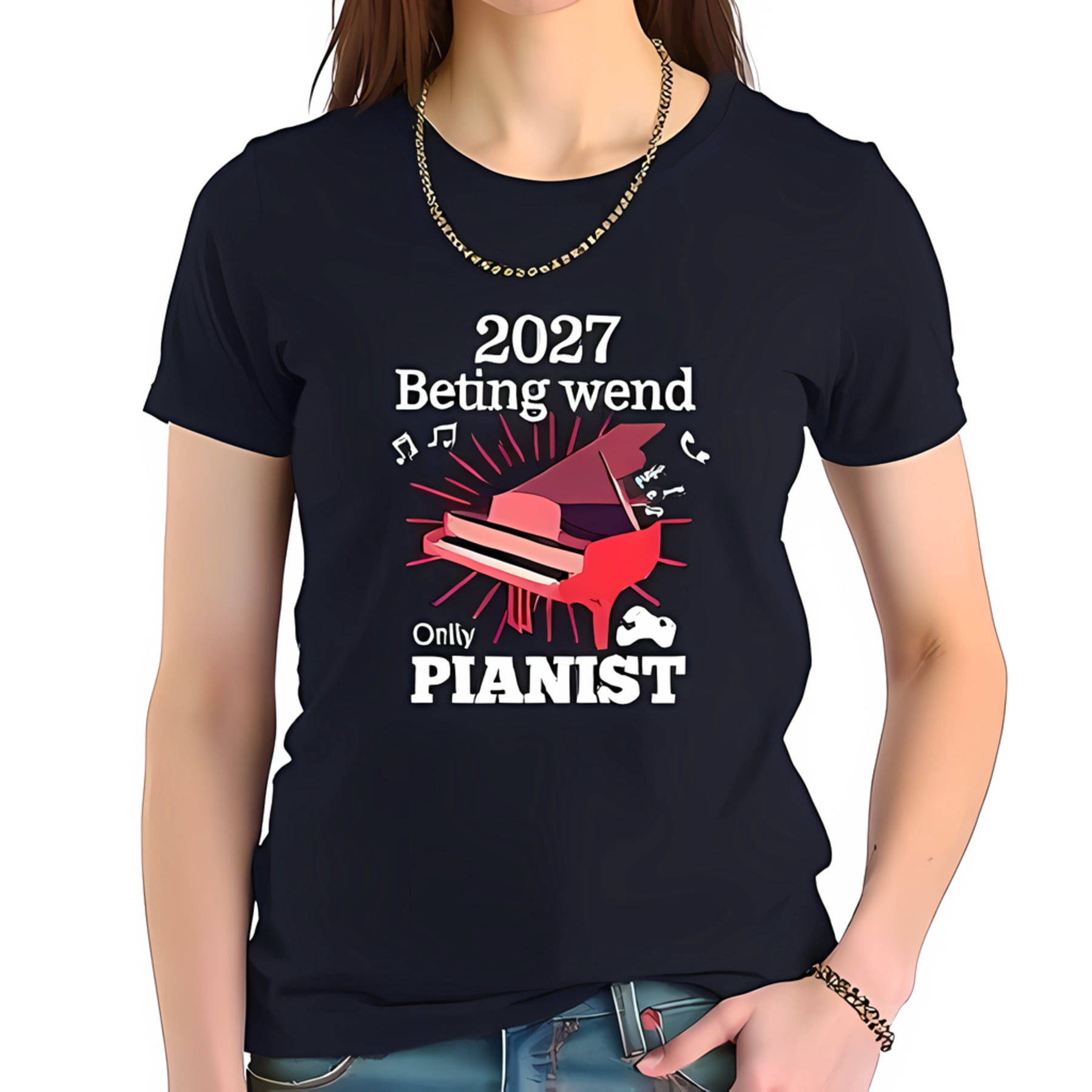 2027 Beting Wend Only PIANIST Cotton Short Sleeve T-Shirt with Vibrant ...