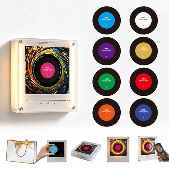 2027 DIY Magnetic Fridge Music Player NFC Vinyl Record Magnet 9 Discs ...