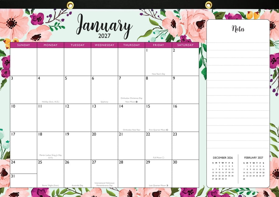 2027 Floral Desk Pad and Wall Calendar (11 X 17) - (12-Month Calendar ...