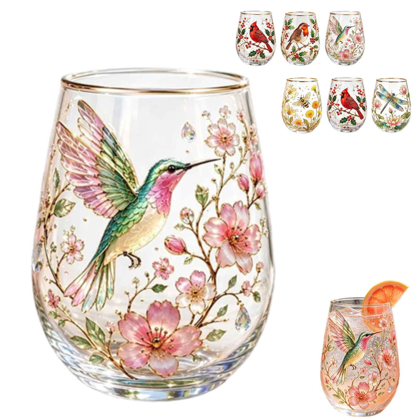 2027 Hummingbird Morning Bliss Glass Tea Cup (400ml/14oz), Anti ...