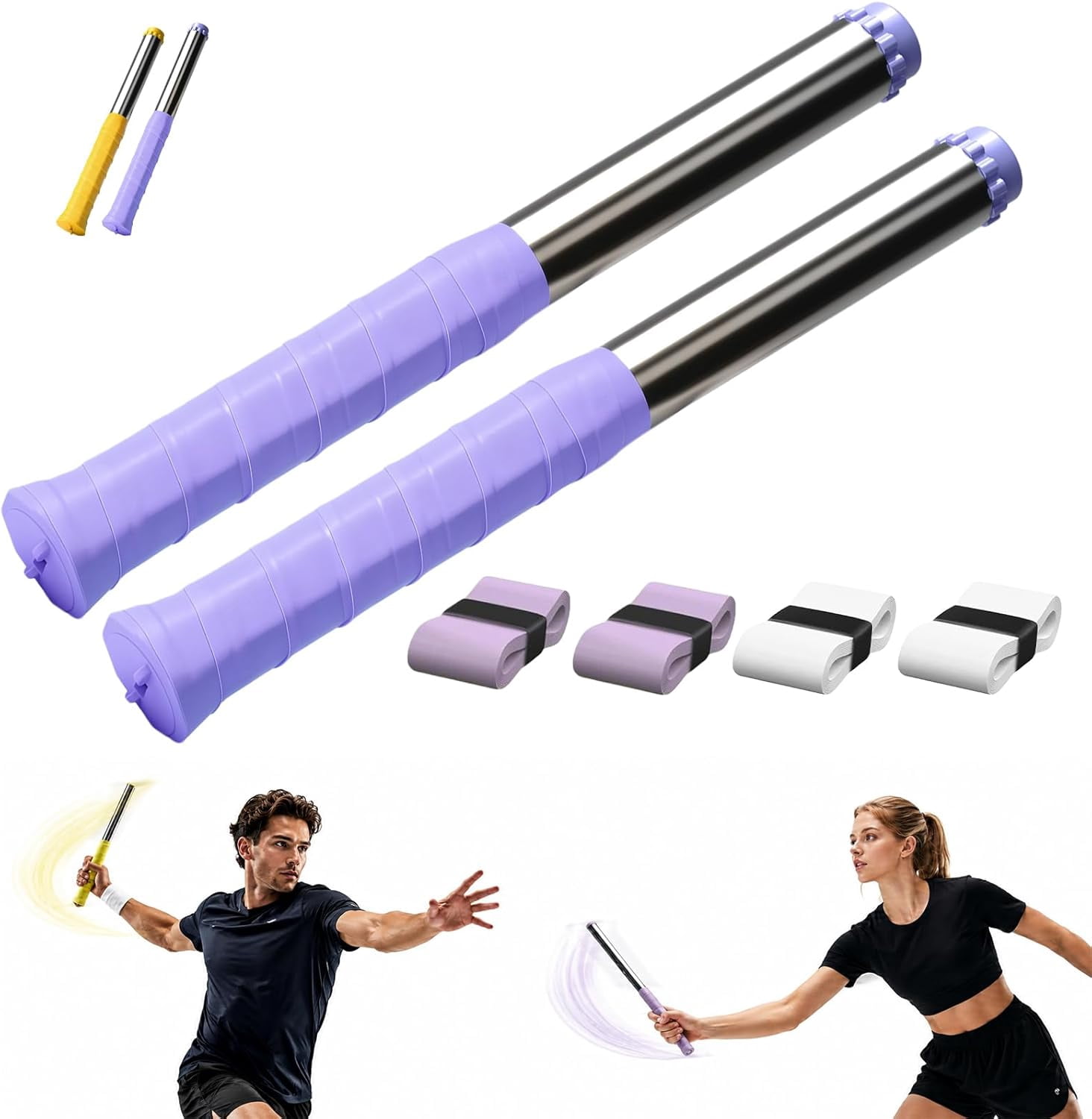 2027 Upgraded Adjustable Intensity Badminton Swing Trainer, 11.8" Swing ...